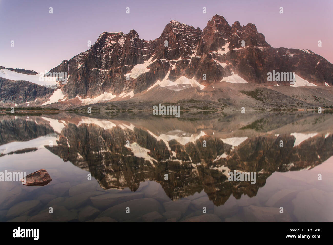 The Ramparts reflected in Amethyst Lakes in the Tonquin Valley, Jasper ...