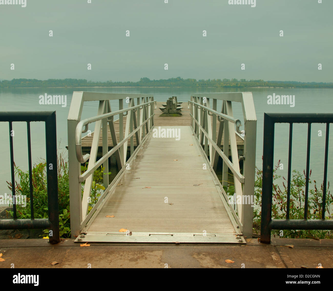 metal ramp to a dock on a lake Stock Photo - Alamy