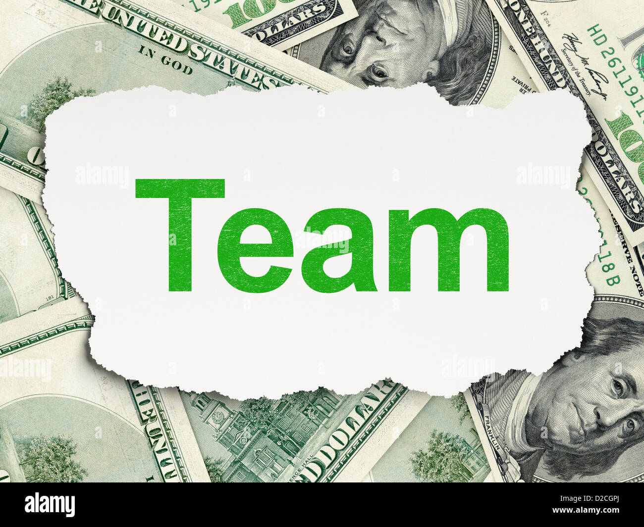 Torn paper with words Team on money background 3d render Stock Photo ...