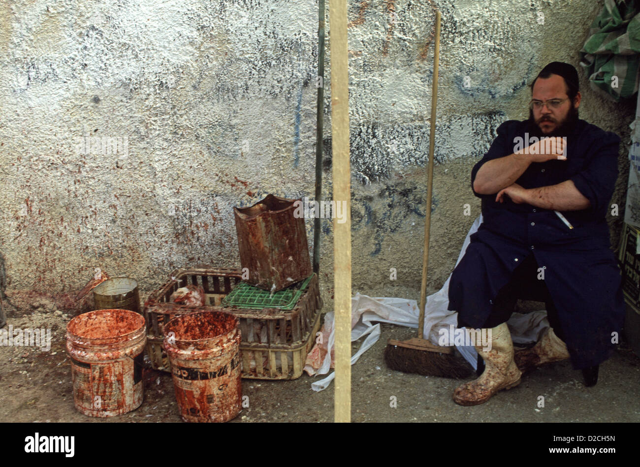 A Jewish ritual slaughterer in Mea Shearim neighborhood, an ultra ...