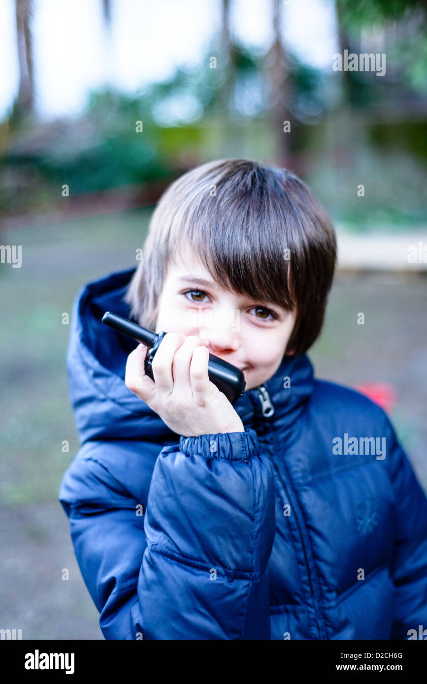 portrait of child with walkie talkie Stock Photo - Alamy