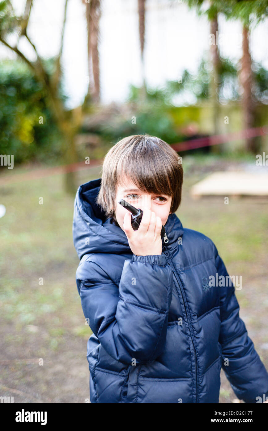 portrait of child with walkie talkie Stock Photo - Alamy
