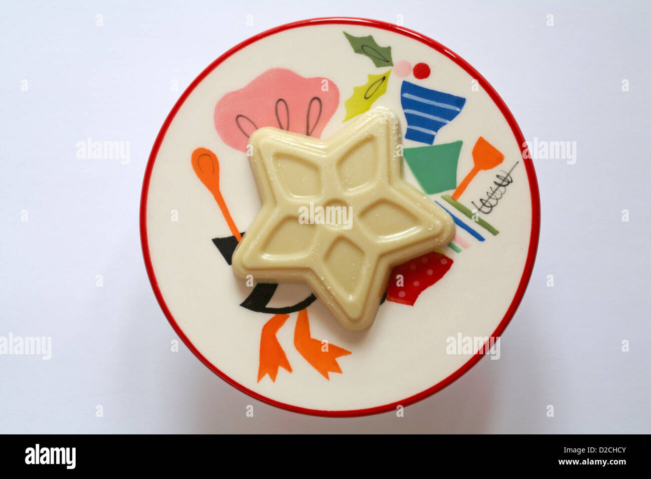 Handmade white chocolate snowflake on plate hi-res stock photography ...