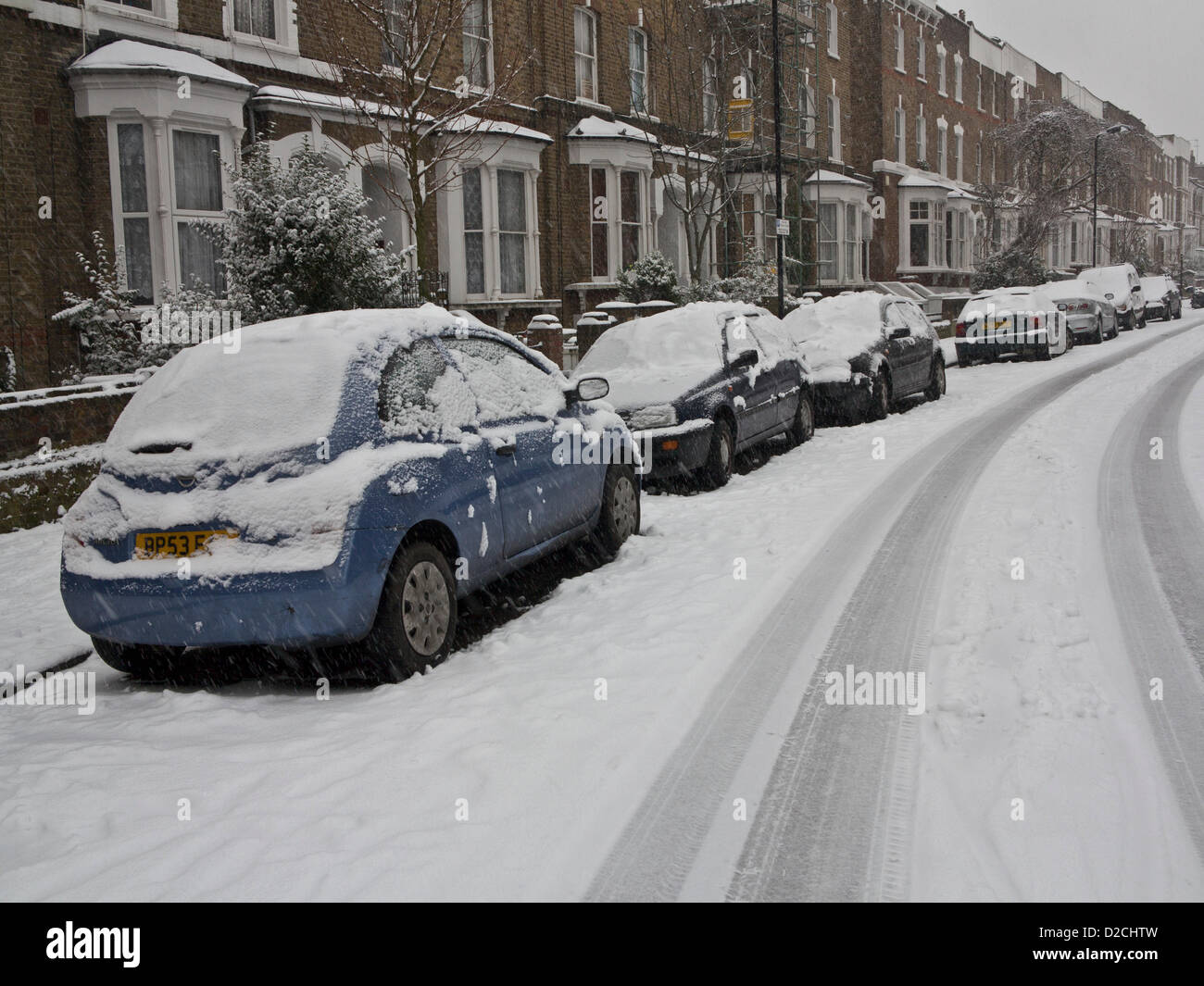 Snow storm covered inner London around Hackney Stock Photo - Alamy