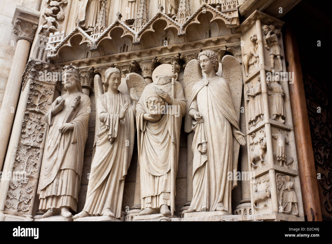 Saint Denis, holding his head. The sculpture on the site of the ...