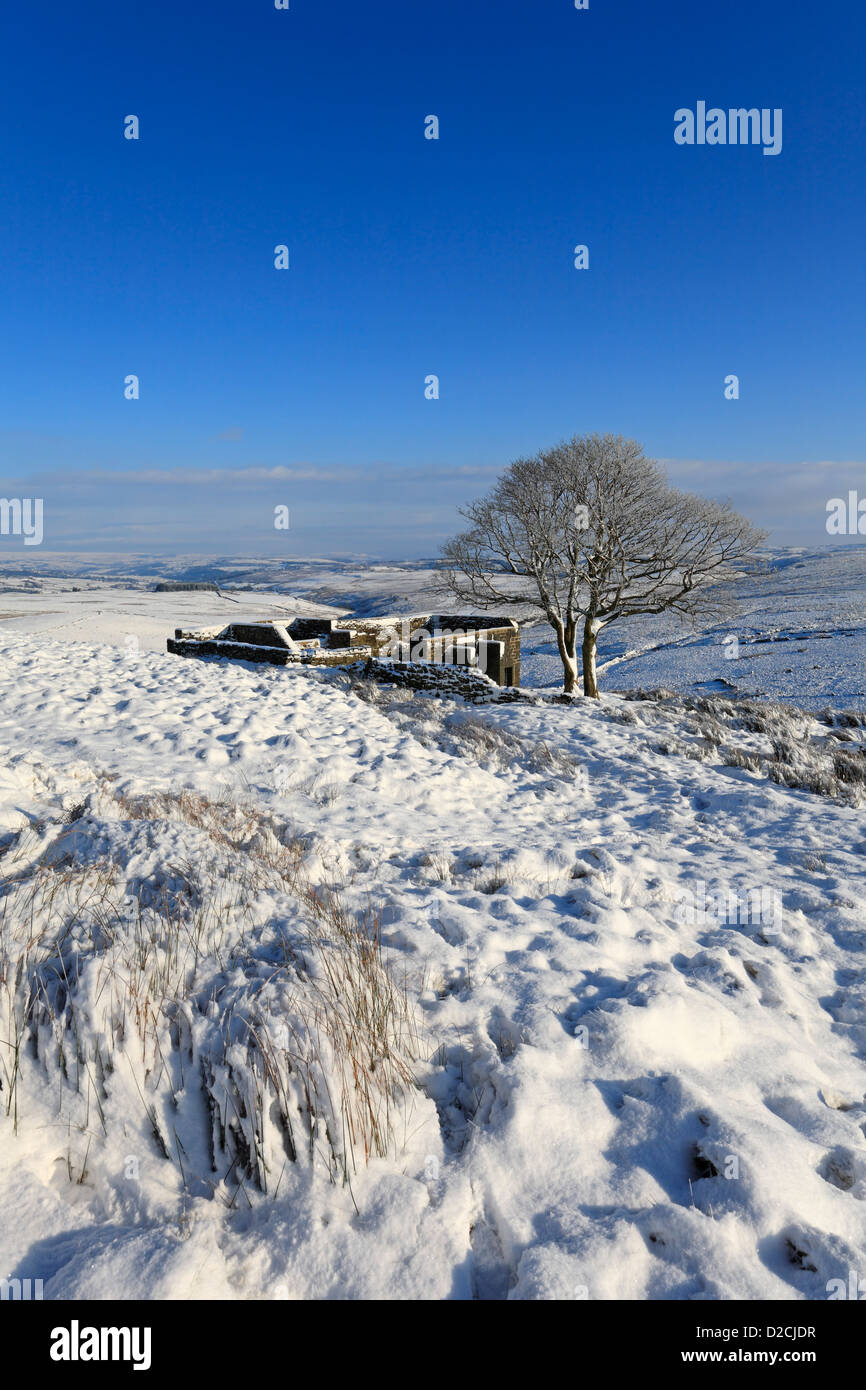 Top Withens on the Pennine Way in winter snow on Haworth Moor, Haworth ...