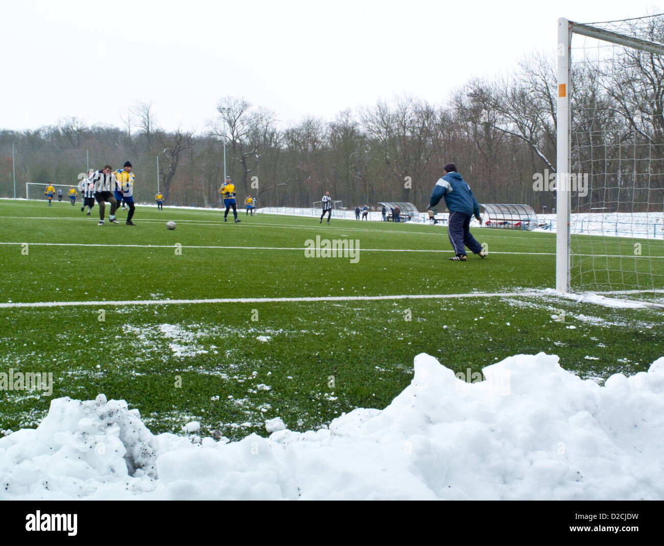 amateur soccer in the winter Stock Photo - Alamy