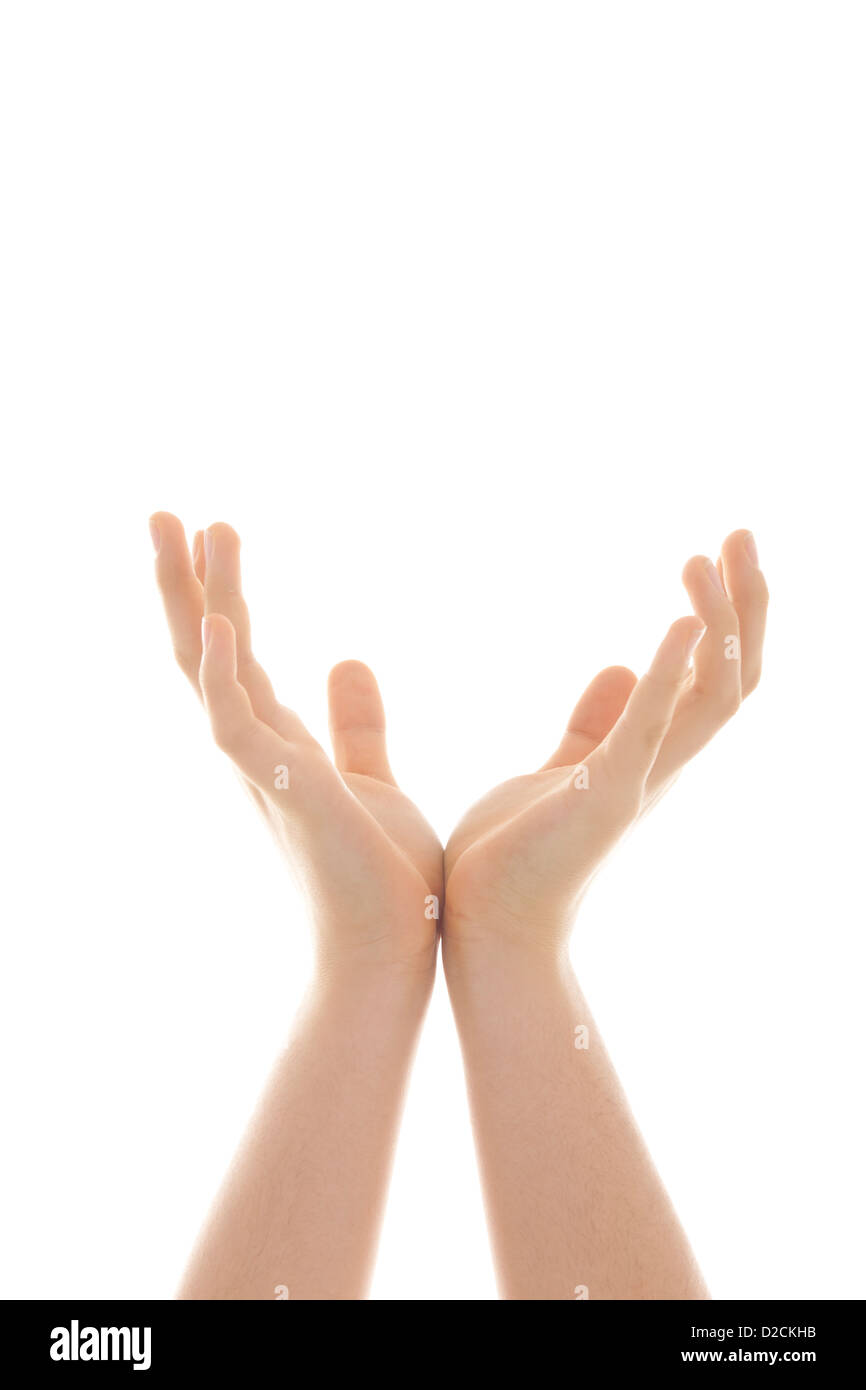 hands showing over white background Stock Photo - Alamy