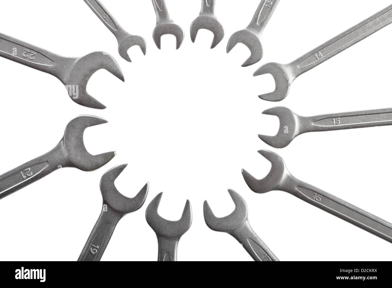 Different wrenches isolated on white, forming a circle Stock Photo - Alamy