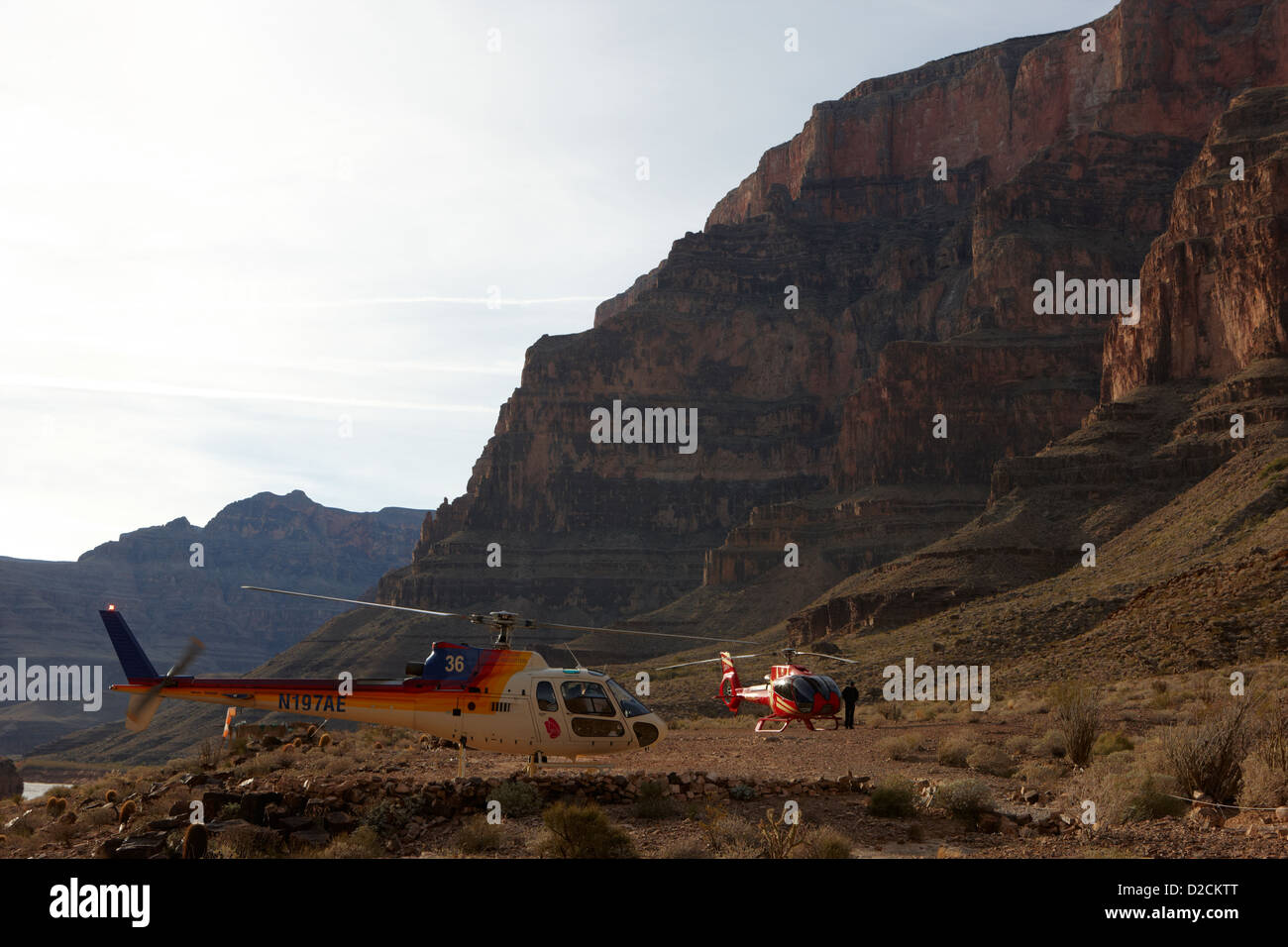 papillon helicopter tours landed on pad down in the Grand canyon ...