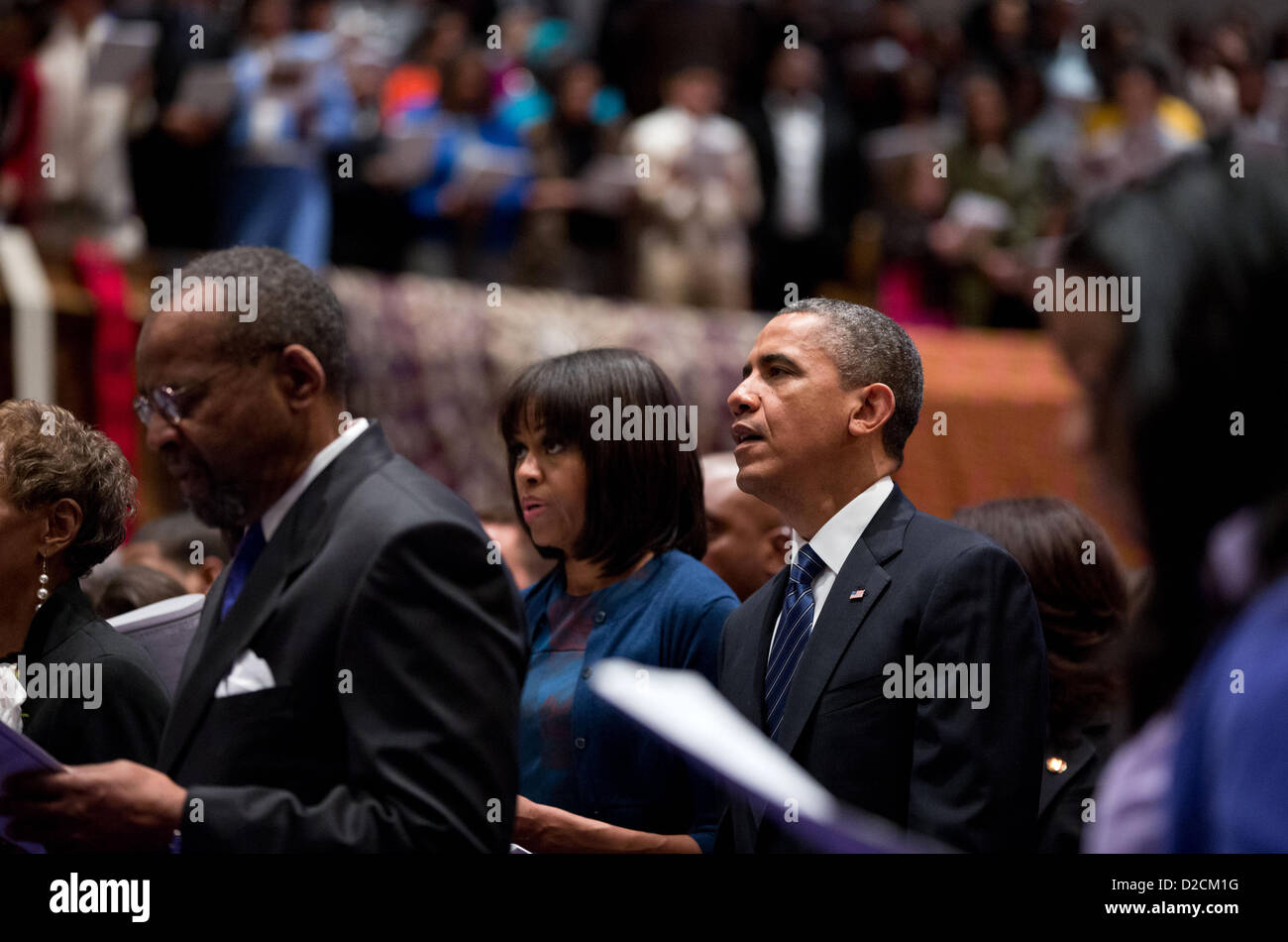 US President Barack Obama and First Lady Michelle Obama attend a church ...