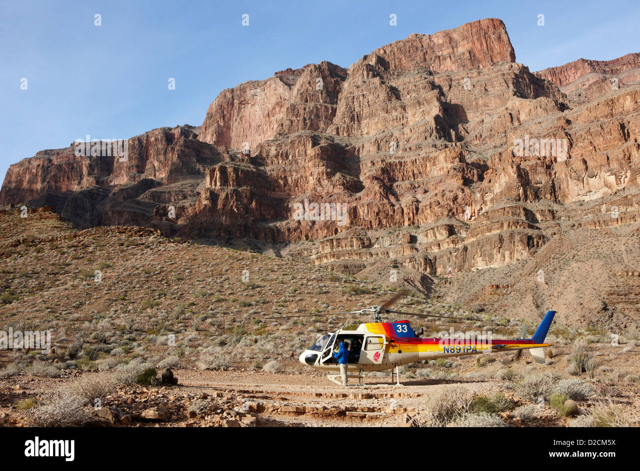 papillon helicopter tours landed on pad down in the Grand canyon ...