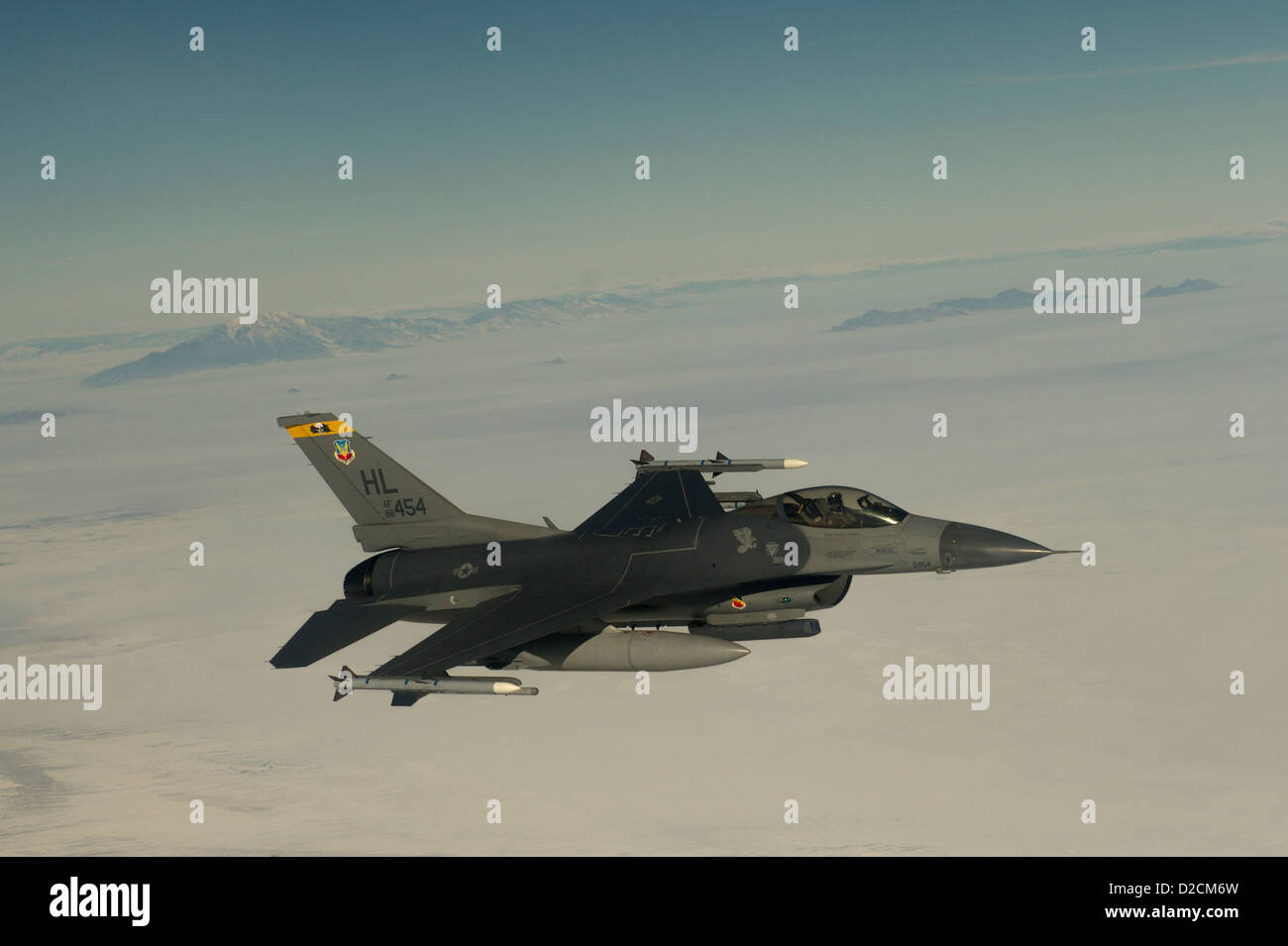 Capt. Christopher Arnott of the 421st Fighter Squadron pilots an F-16 ...