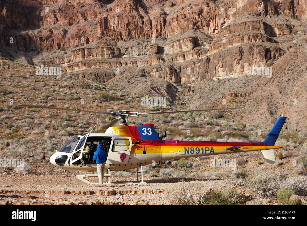 papillon helicopter tours landed on pad down in the Grand canyon ...
