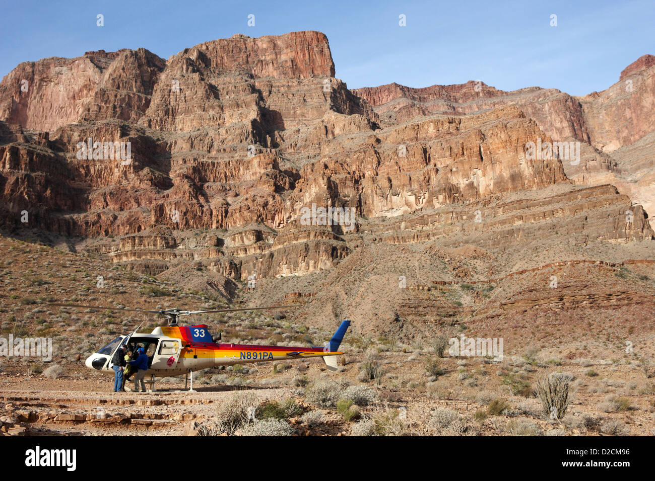 papillon helicopter tours landed on pad down in the Grand canyon ...