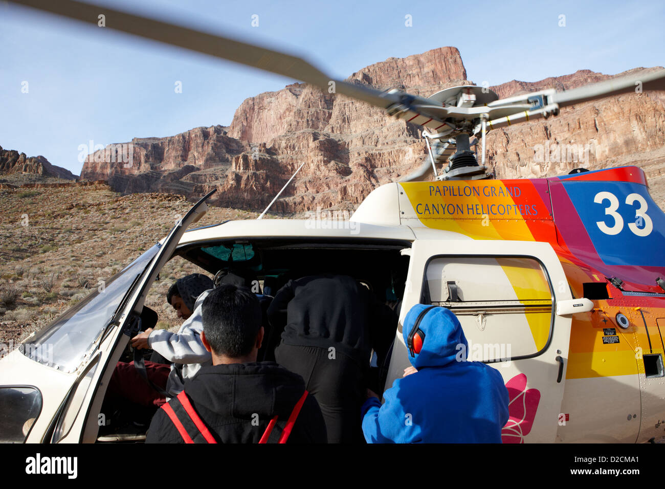 papillon helicopter tours landed on pad down in the Grand canyon ...