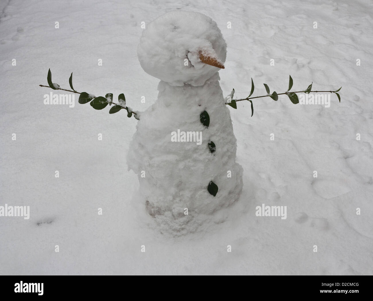 Snowman after storm covered inner London around Hackney. UK Stock Photo ...