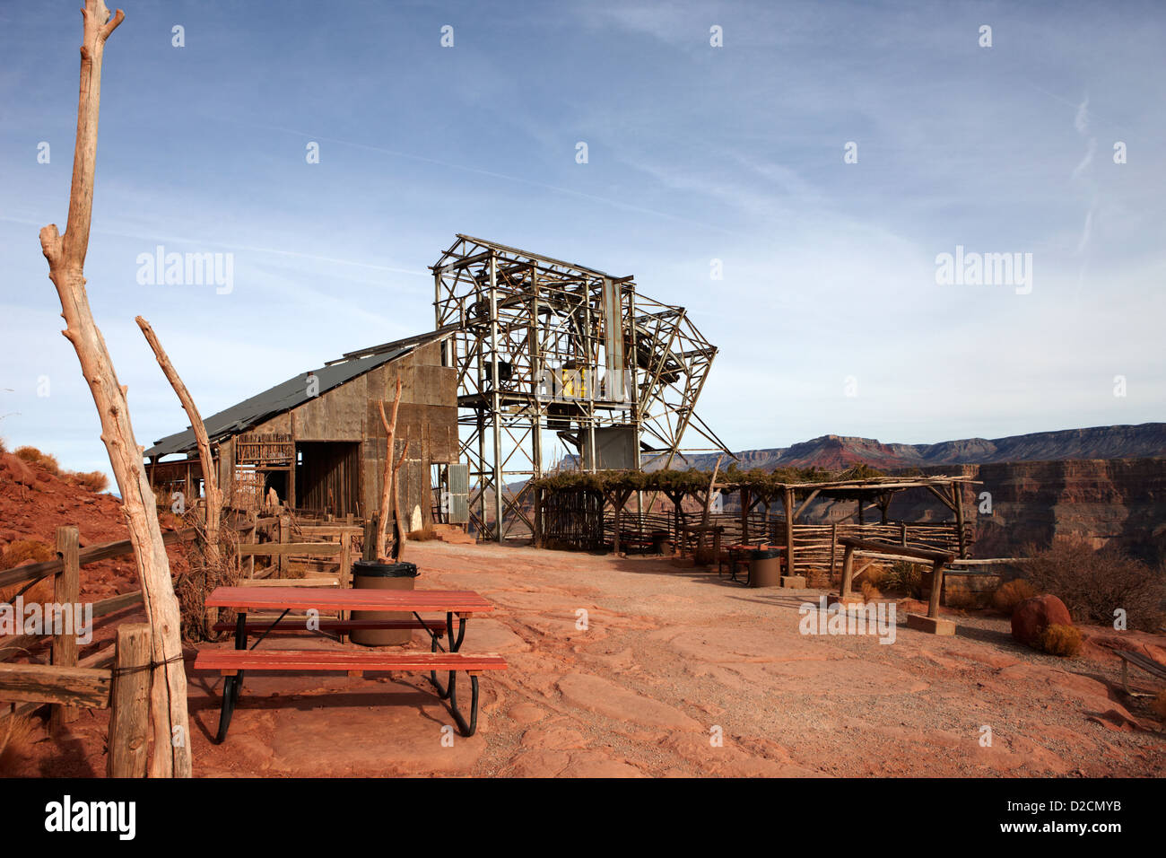 picnic area and remains of old tramway headhouse for the mine at guano ...
