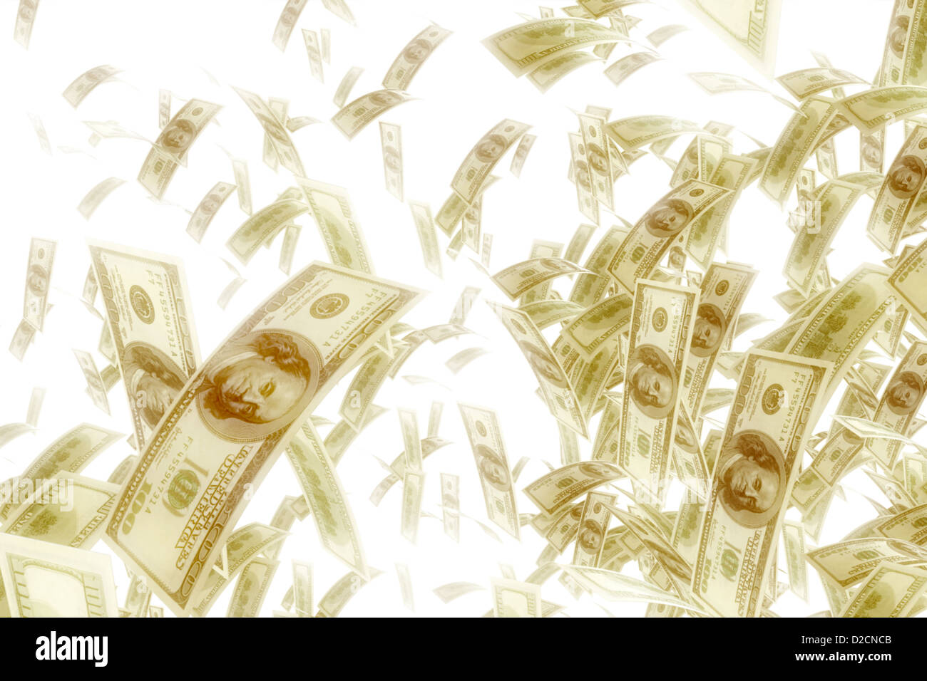 Money us dollar notes falling from the sky Stock Photo - Alamy