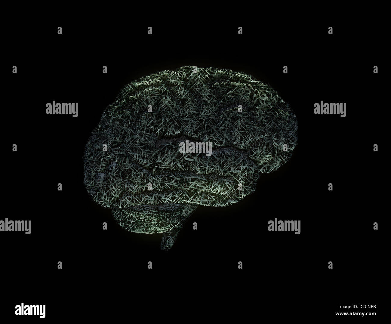 Metal wire human brain illustration Stock Photo - Alamy