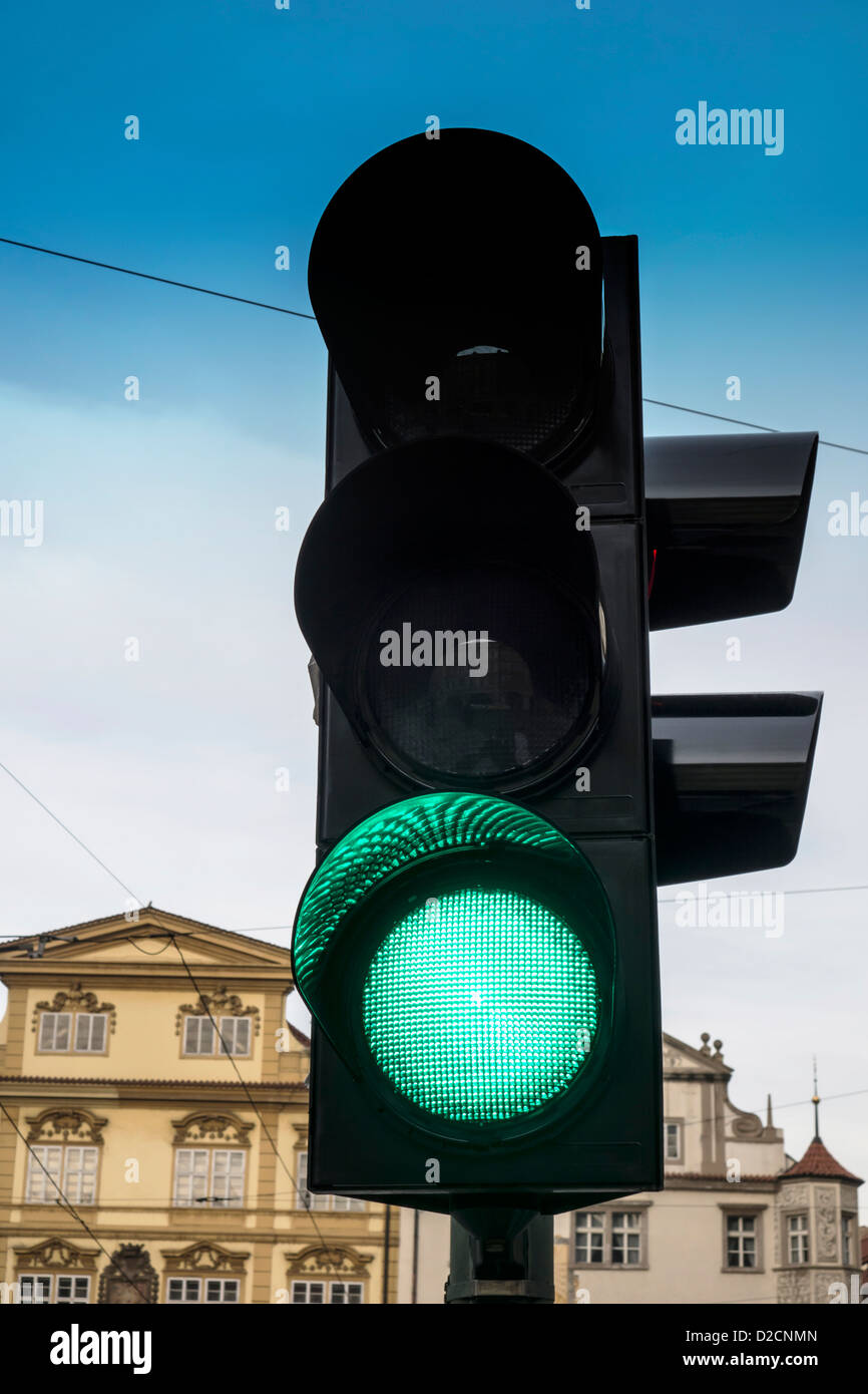 Stop sign on green traffic hi-res stock photography and images - Alamy