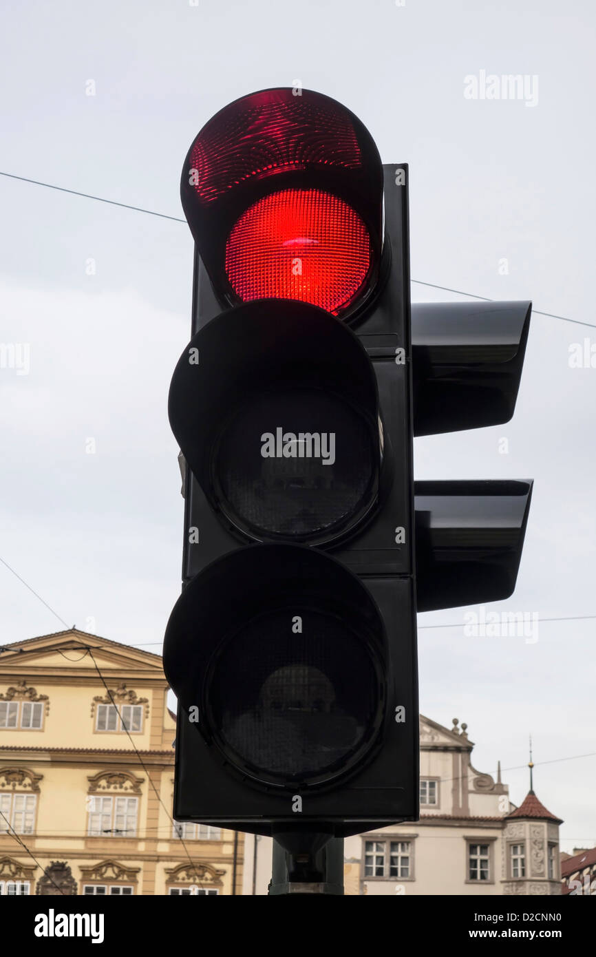 Red color on the traffic light in Prague Stock Photo - Alamy