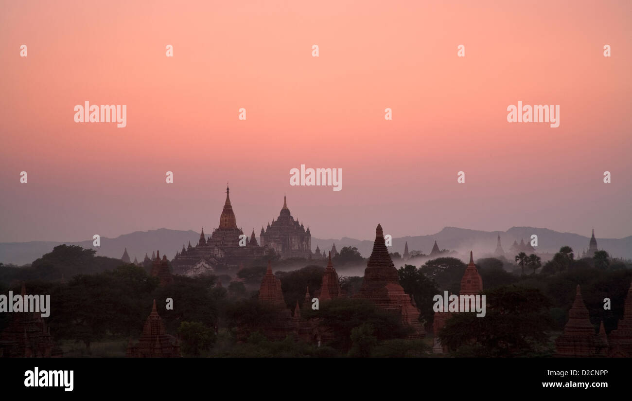 Sunset over Bagan temples Myanmar (Burma Stock Photo - Alamy