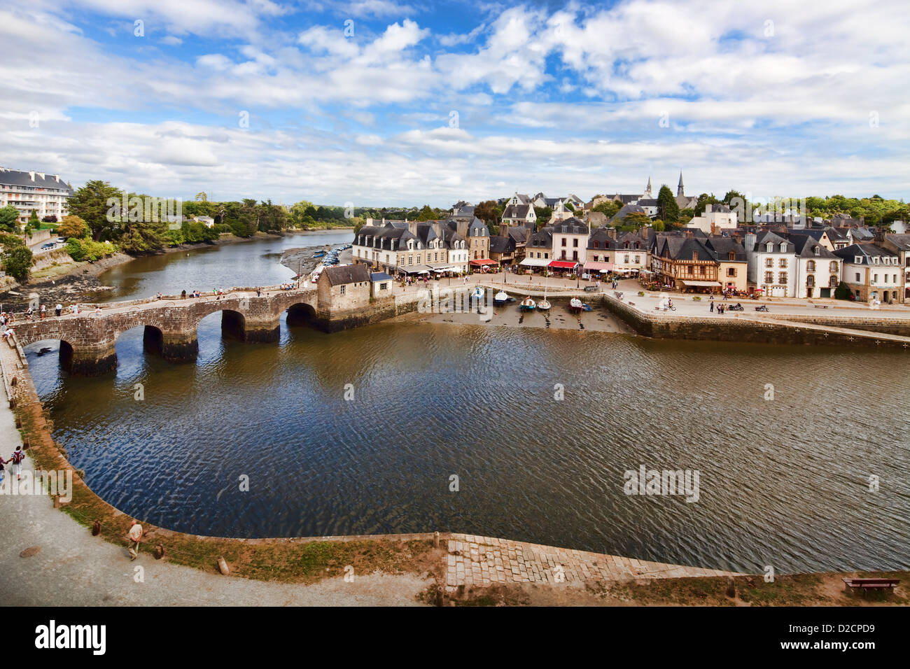 Auray, France, city view of the harbor on the shores of Loch Stock ...