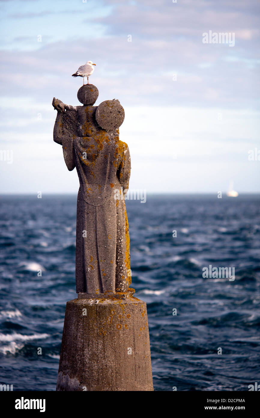 Locmariaquer, France, statue of Notre Dame de Kerdro at Pointe de ...