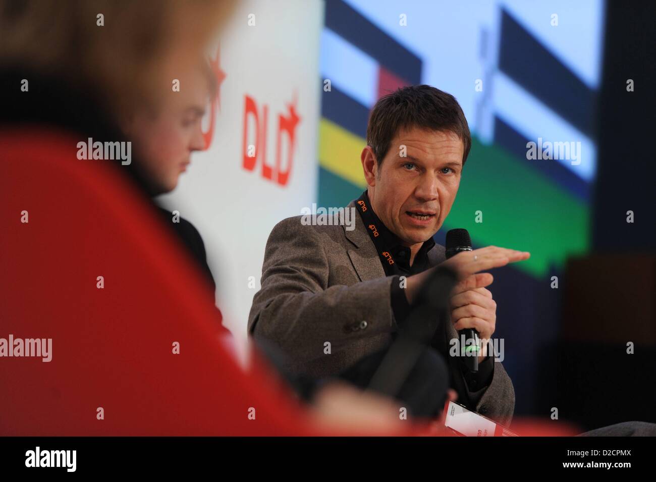 MUNICH/GERMANY - JANUARY 20: René Obermann gestures on the podium ...