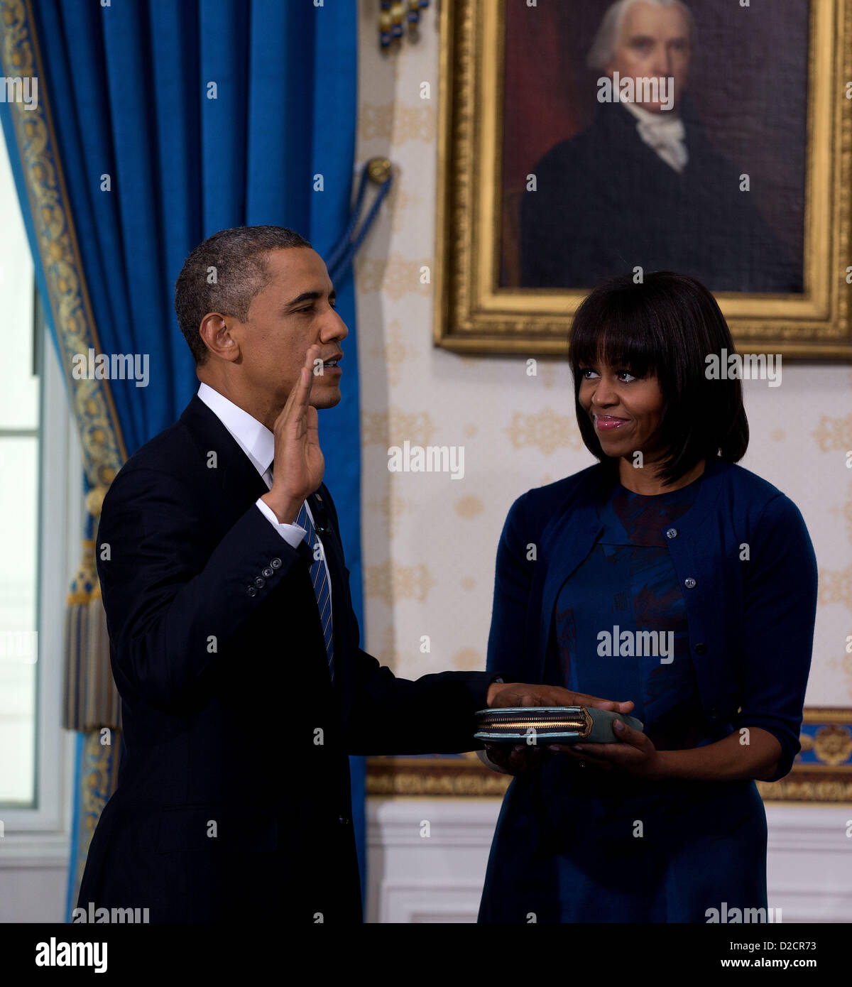 United States President Barack Obama takes the oath of office at the ...