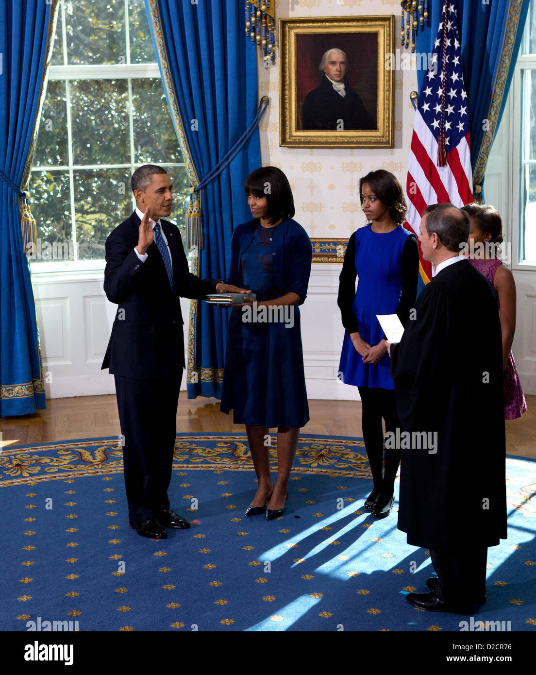United States President Barack Obama takes the oath of office at the ...
