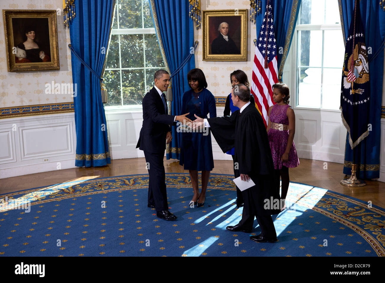 United States President Barack Obama takes the oath of office at the ...