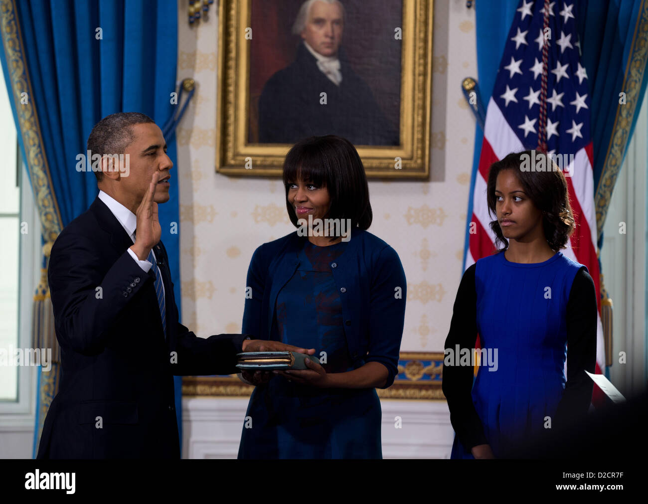 United States President Barack Obama takes the oath of office at the ...