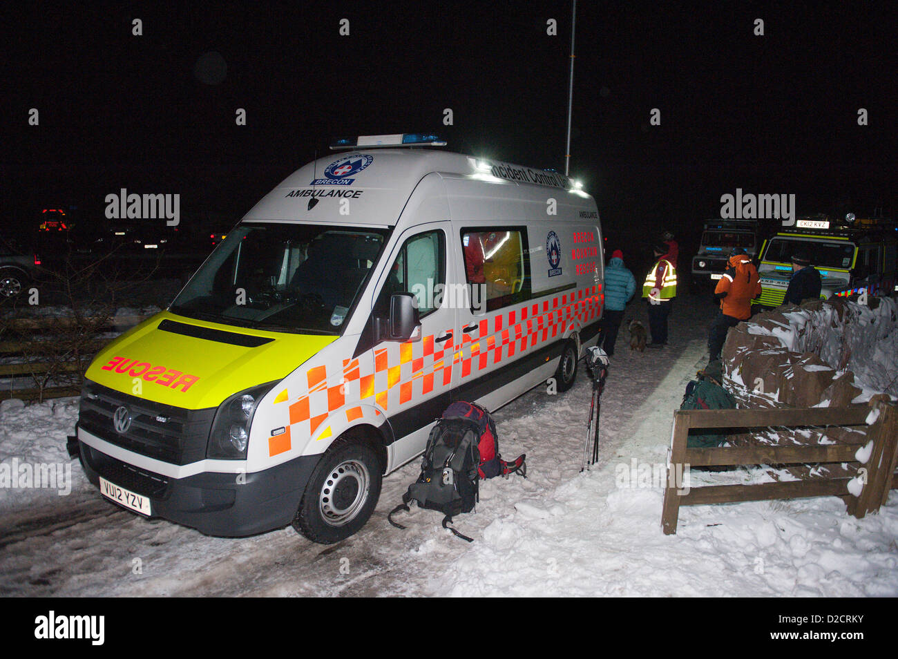 Brecon Beacons, Wales,UK. 20th January 2013. Mountain Rescue teams ...