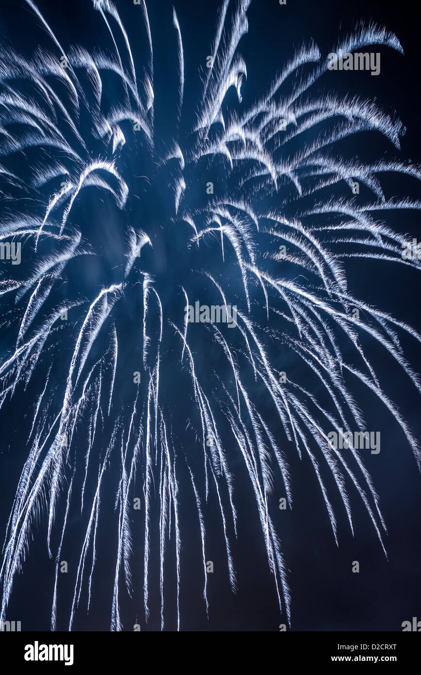 Blue fireworks during the celebrations event at night Stock Photo - Alamy