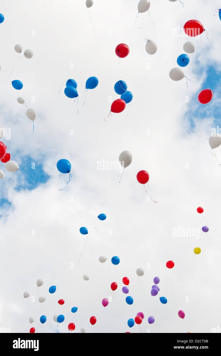 multi-colored balloons in the sky Stock Photo - Alamy