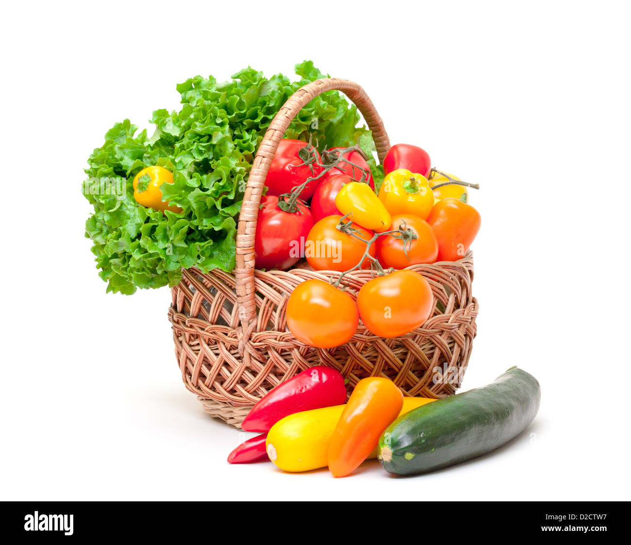 Mixed Fresh Vegetables in Basket, on white background Stock Photo - Alamy