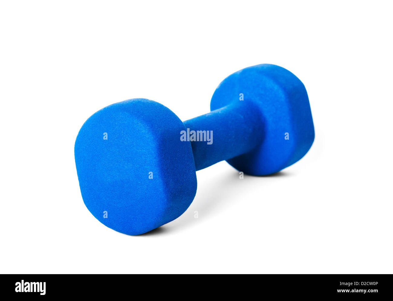 Blue dumbbell weight isolated on white with soft shadow Stock Photo - Alamy
