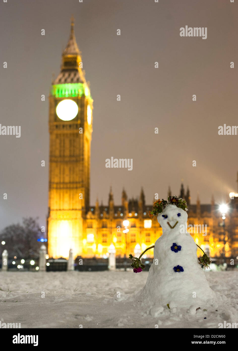 A member of the public's snowman after the 3rd day of snowfall, London ...