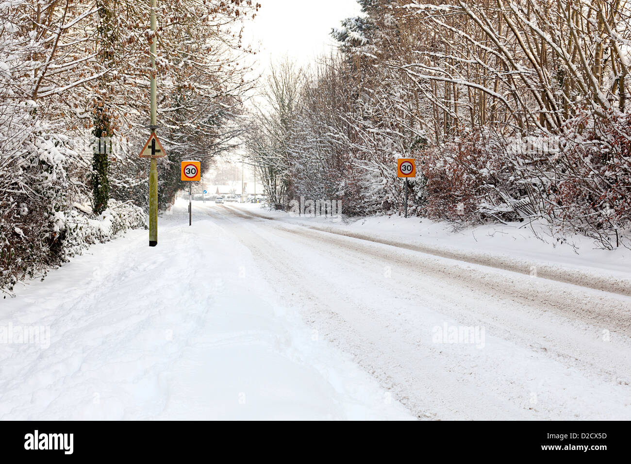 A deserted snow covered road in Devon, UK Stock Photo - Alamy