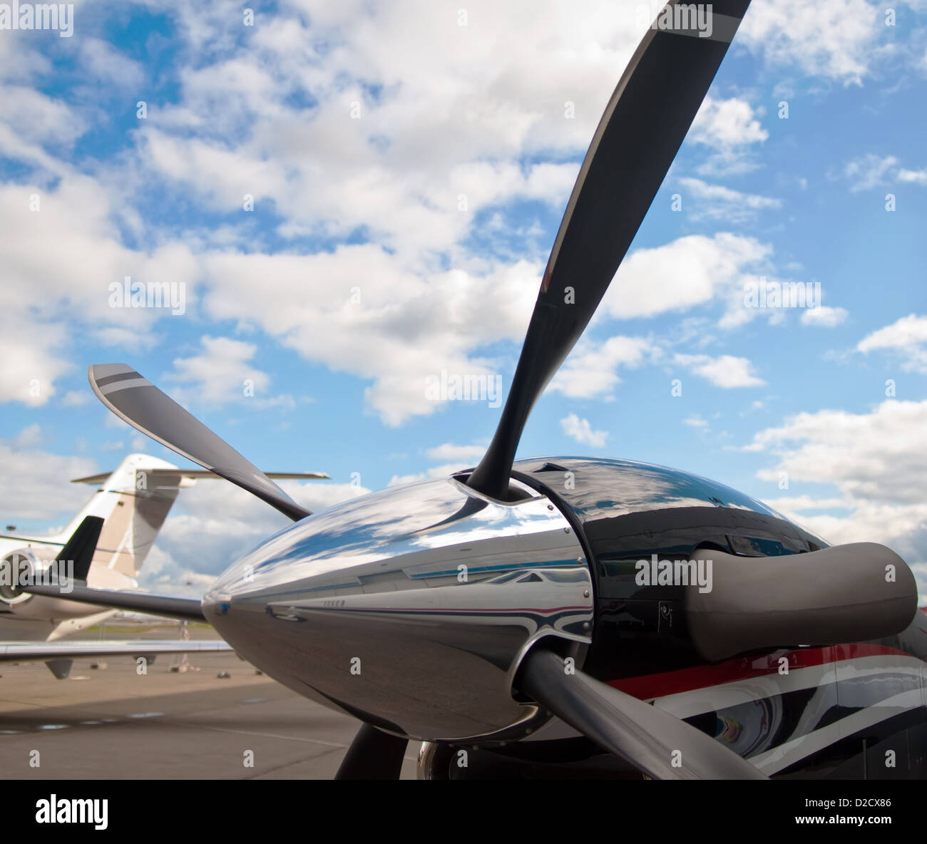 engine of business jet with propeller blade Stock Photo - Alamy