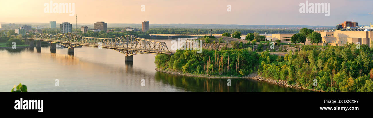 Ottawa sunset panorama over river with historical architecture Stock ...