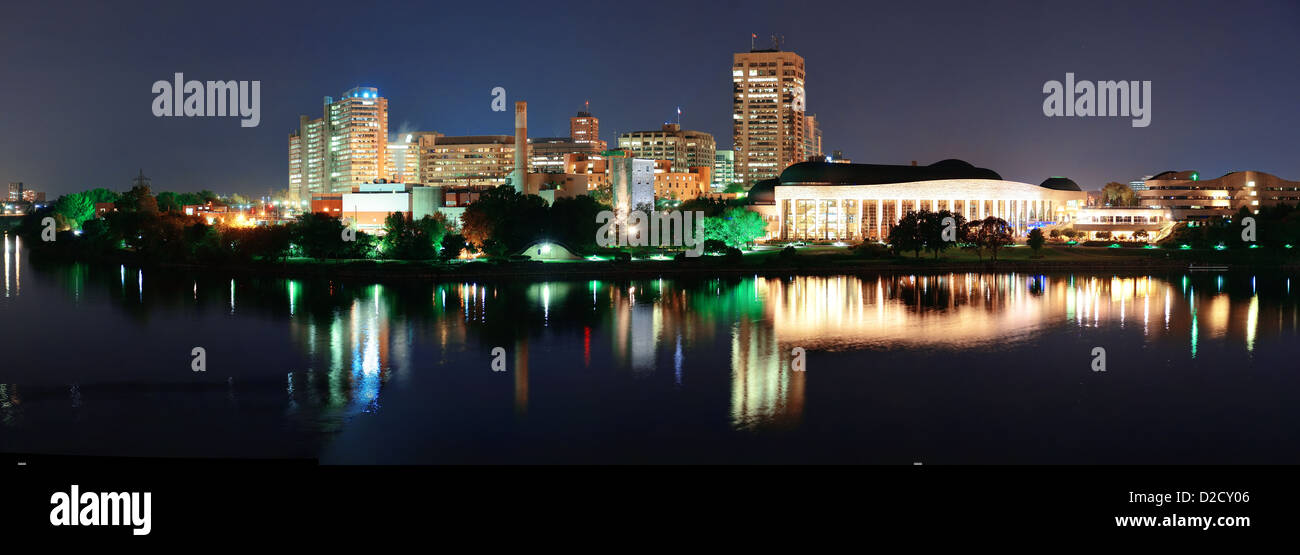 Ottawa at night over river with historical architecture Stock Photo - Alamy