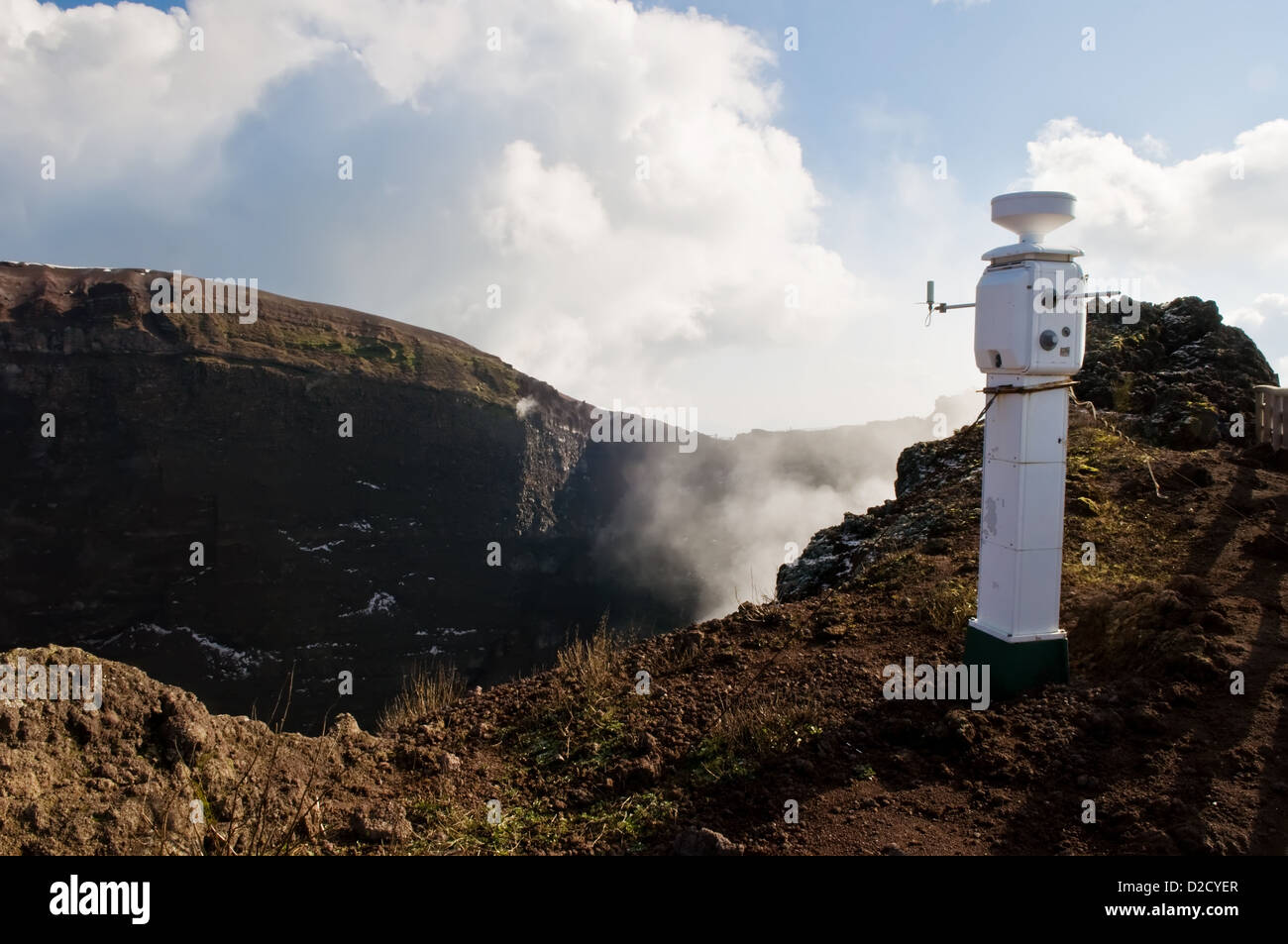 seismological earthquake monitoring station on volcano Vesuvio, Italy ...
