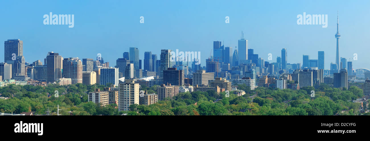 Toronto skyline panorama with urban architecture and blue sky Stock ...