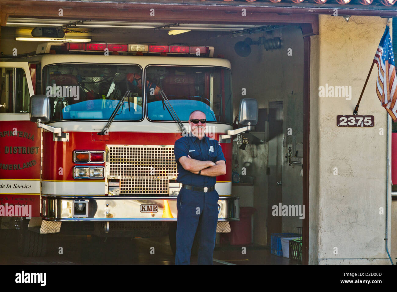 Firetruck in firehouse hi-res stock photography and images - Alamy