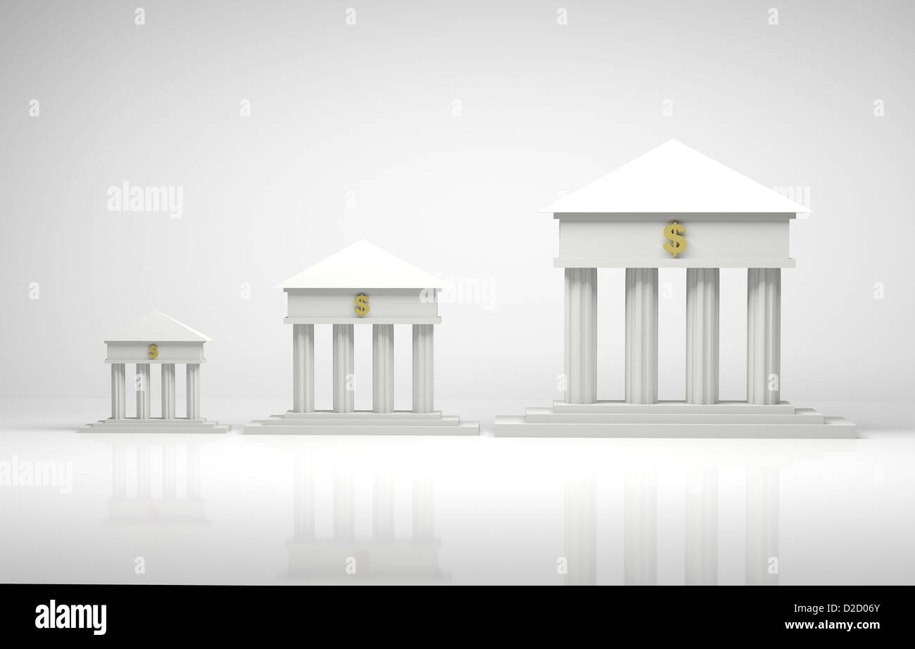 3d render illustration of bank symbols with a gold dollar sign Stock ...