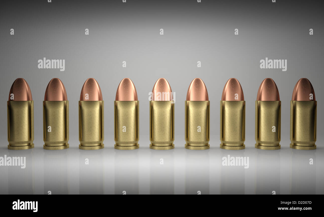 3d render illustration of bullets lined up Stock Photo - Alamy