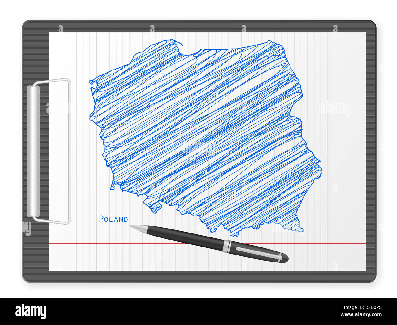 Clipboard with Poland drawing map. Vector illustration Stock Photo - Alamy